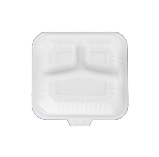 Clamshell Container 3-Compartment, Center Slide, 9"x 8.2" | Green ...